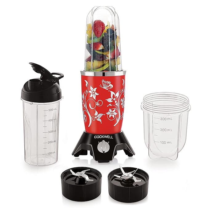 Buy Cookwell Bullet Mixer Grinder (3 Jar, 2 Blade, Red) - Copper, 600 ...