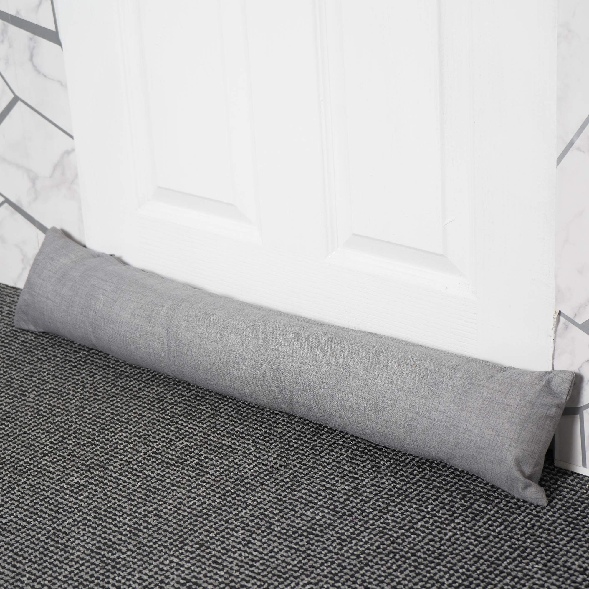 Silver Grey Draught/Draft Excluder Cushion With Zipped Removable Cover ...