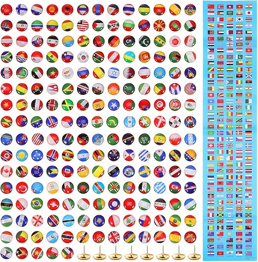 Amazon.com: 200 Pcs Push Pins National Flag Thumb Tacks for Cork Board ...