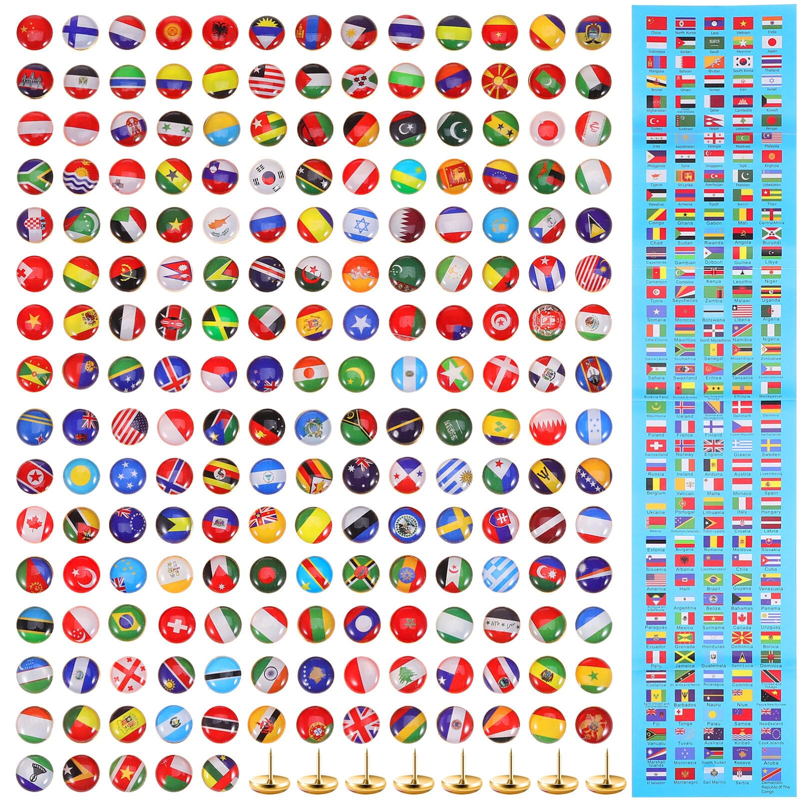 Amazon.com: SEWACC 200 Pcs Push Pins National Flag Thumb Tacks Push ...