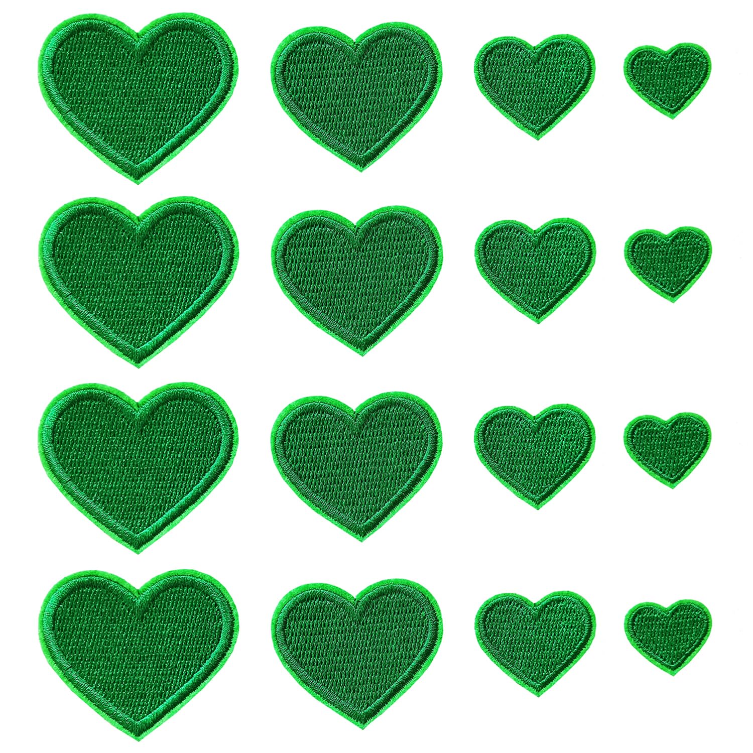 Amazon.com: Zlettery 24pcs Green Heart Iron on Patches, Heart ...