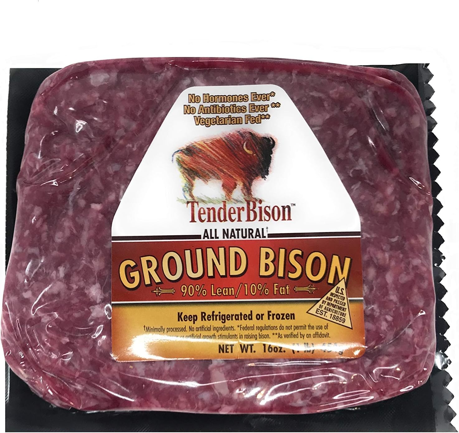 Amazon.com: TENDER BISON 90% Lean Ground Bison, 16 OZ : Grocery ...