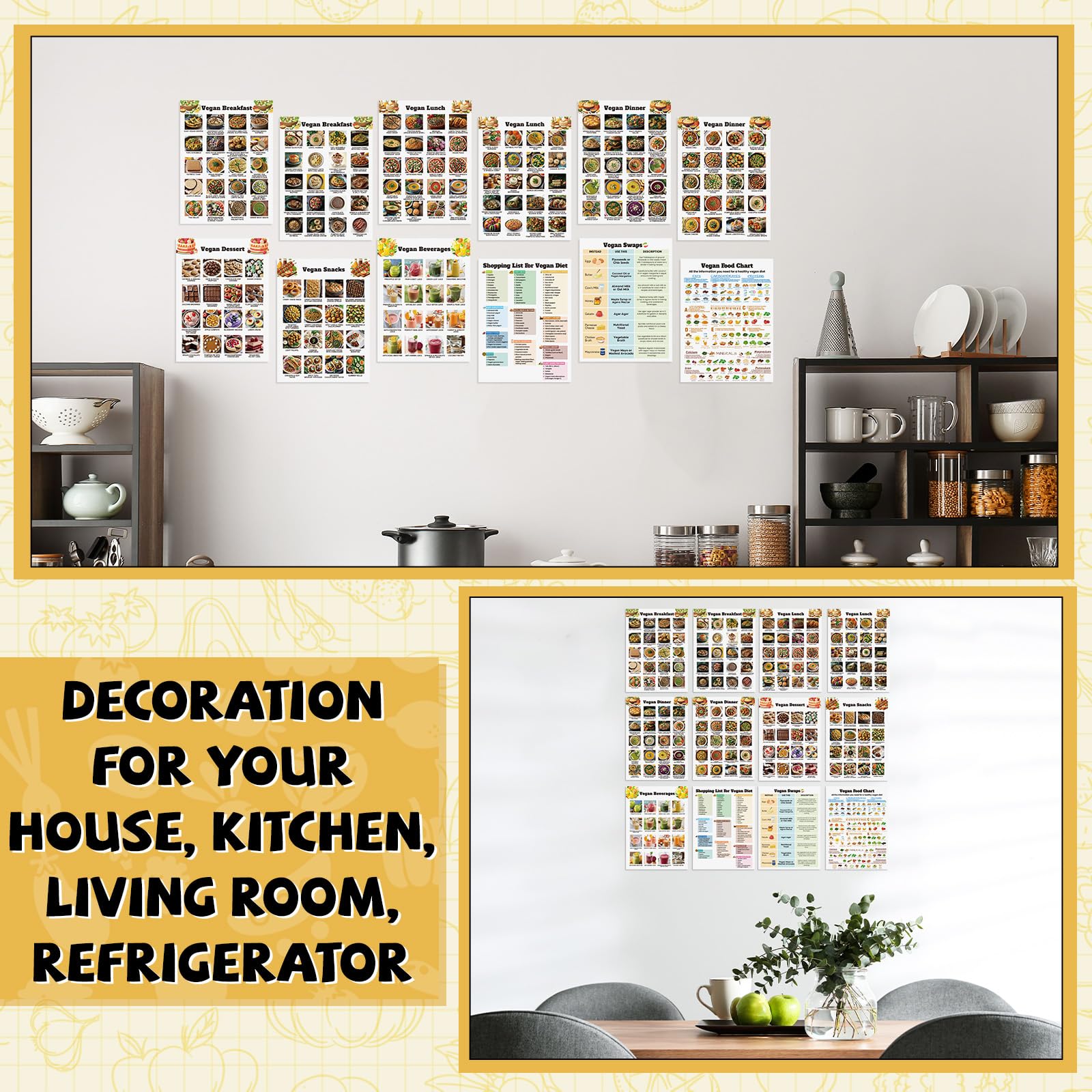 Snapklik.com : Sinload 12 Pcs Vegan Food List Poster Vegan Diet Meal ...