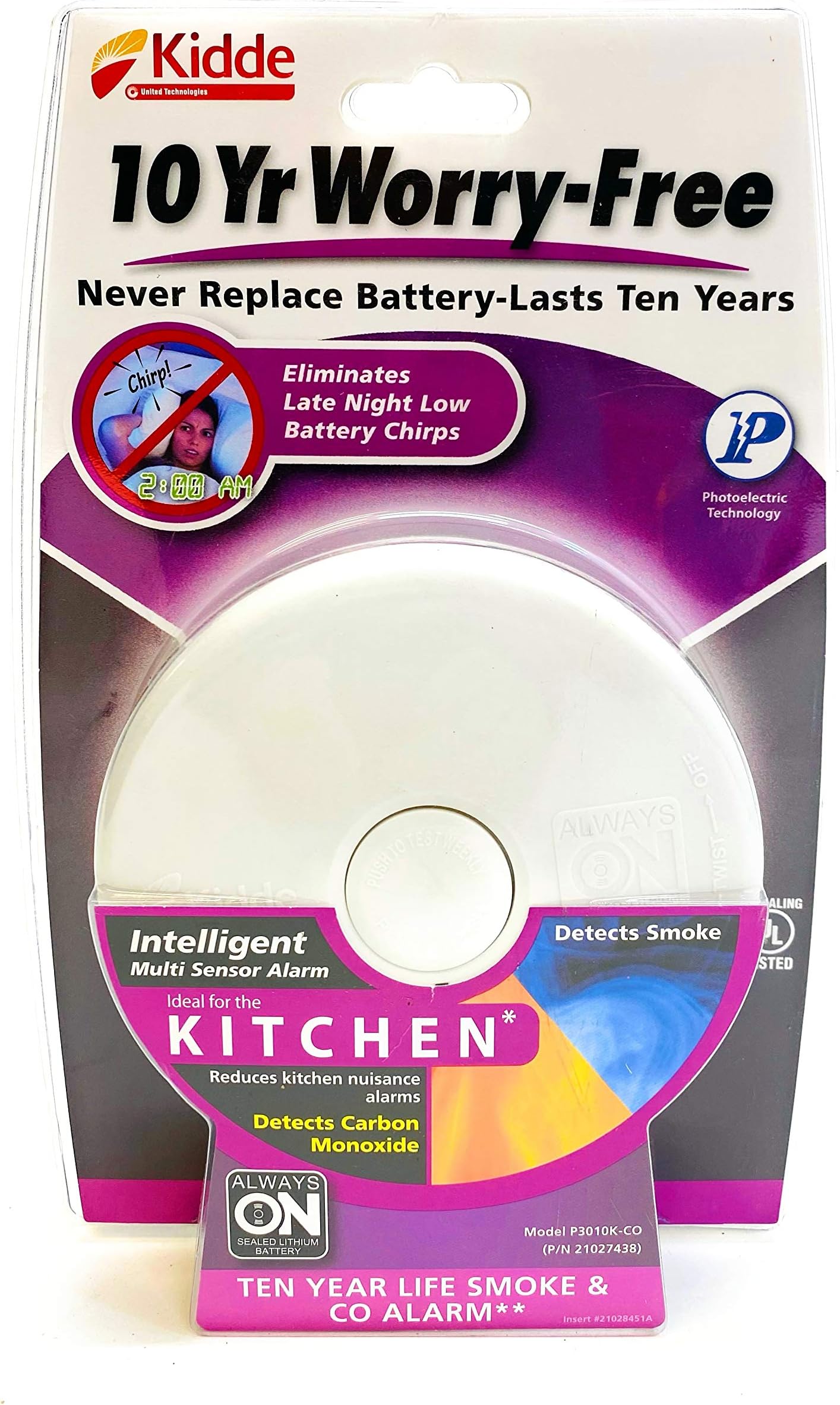 Kidde P3010K-CO Worry-Free Kitchen Photoelectric Smoke and Carbon ...