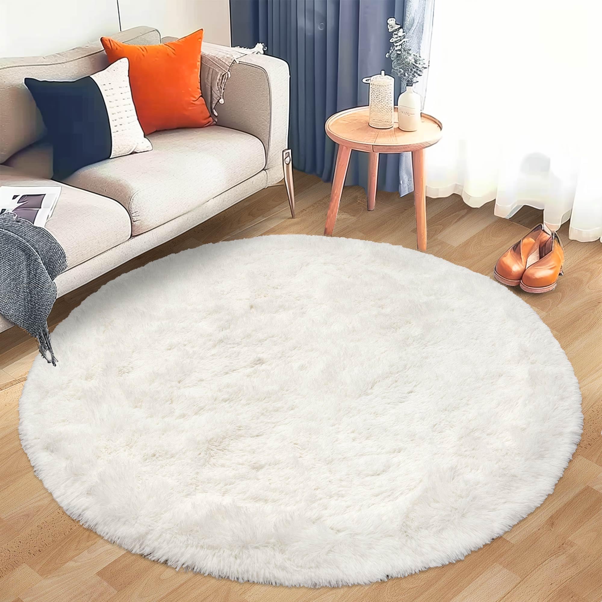 Amazon.com: Awaytail Round Fluffy Rug 5FT Cream - Super Soft Circle Rug ...