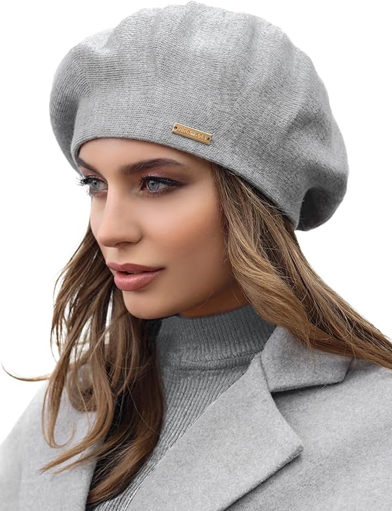 Braxton Grey - Warm Lined Wool Angora Knit Berets - French Paris Hat for Women at Amazon Women’s ...