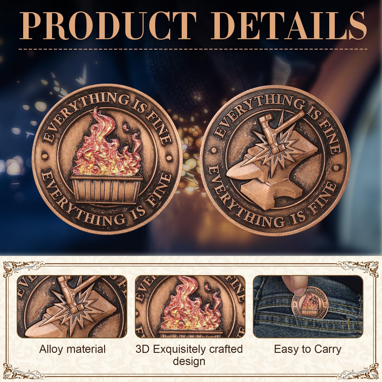 Snapklik.com : Landical 12 Pcs Dumpster Fire Challenge Coin Double ...