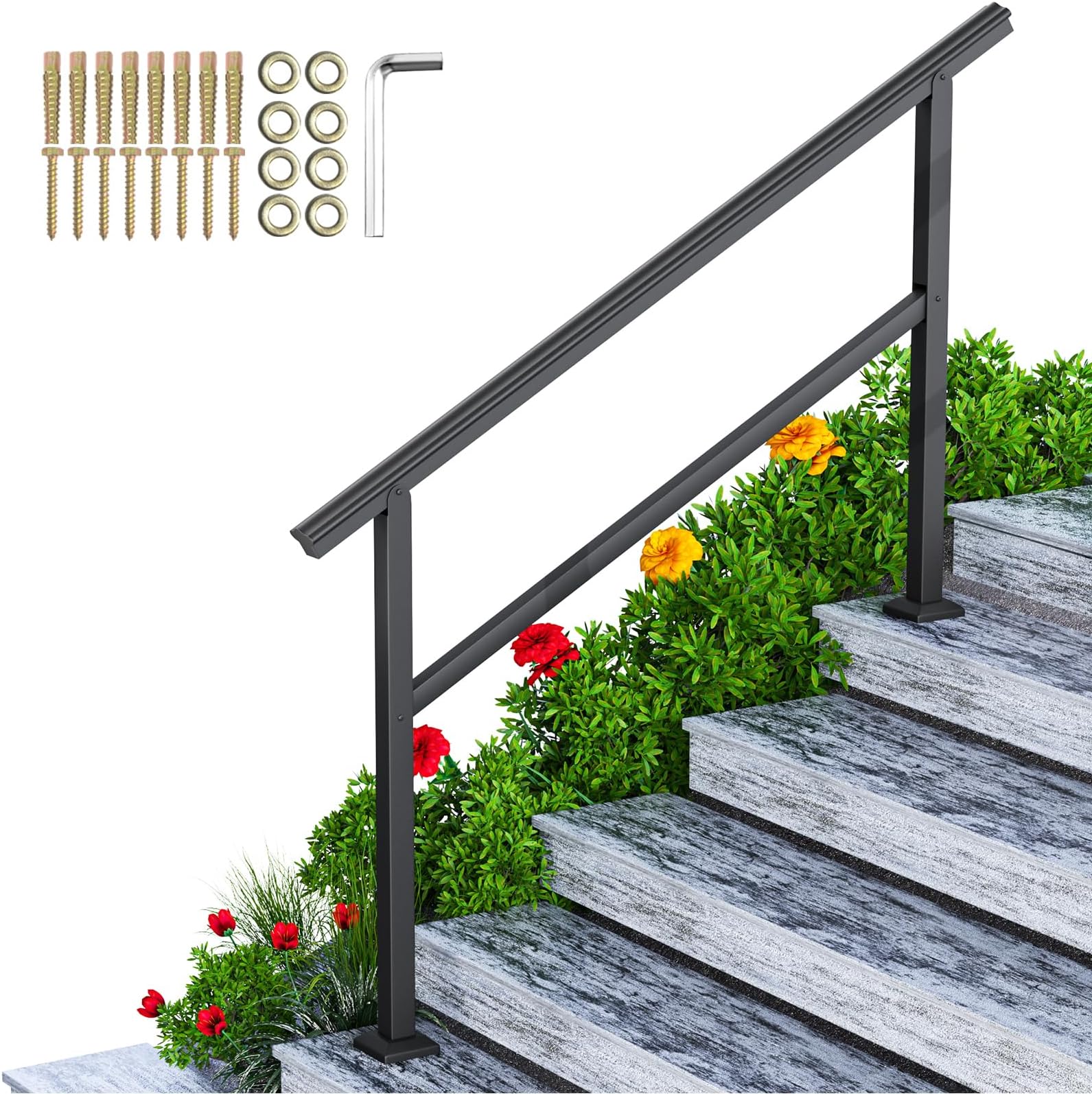 InstantRail 5-Step Adjustable Handrail (Black) - Amazon.com