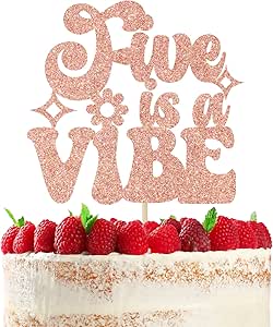 Amazon.com: RLXPT Five is A Vibe Cake Topper, Floral Happy 5th Birthday, Officially A Handful 5 ...