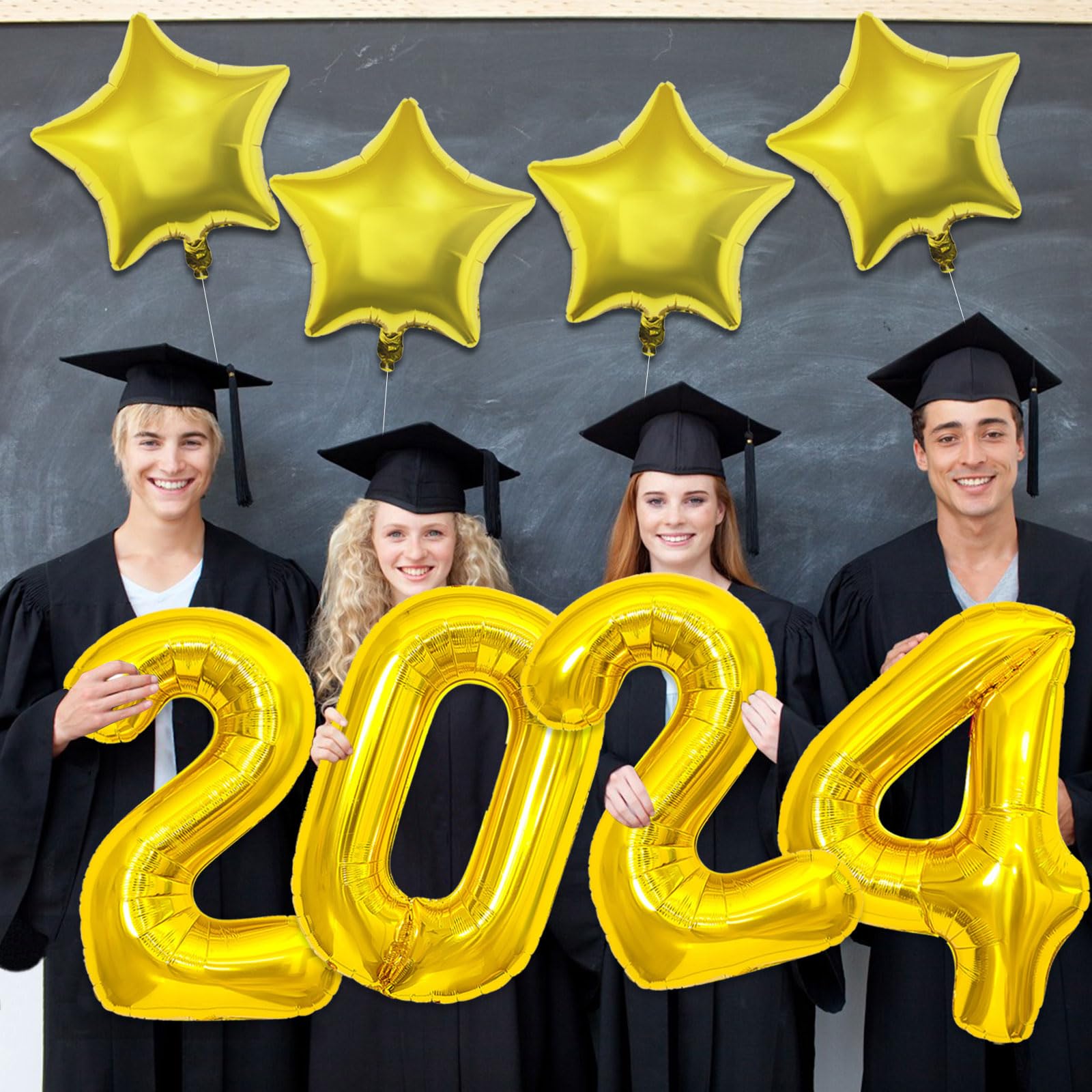 Snapklik.com : 8 Pcs 2024 Balloons Graduation Class Of 2024 Gold Number ...
