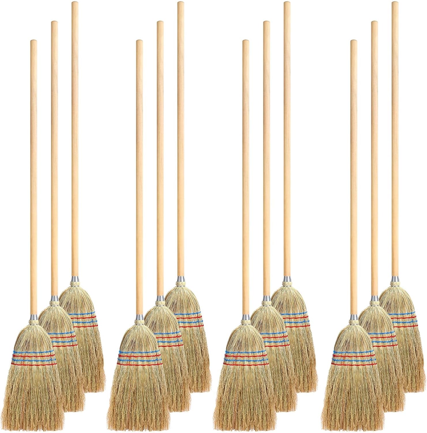 Amazon.com: Yungyan 12 Pcs Heavy Duty Corn Broom with Wooden Handle ...