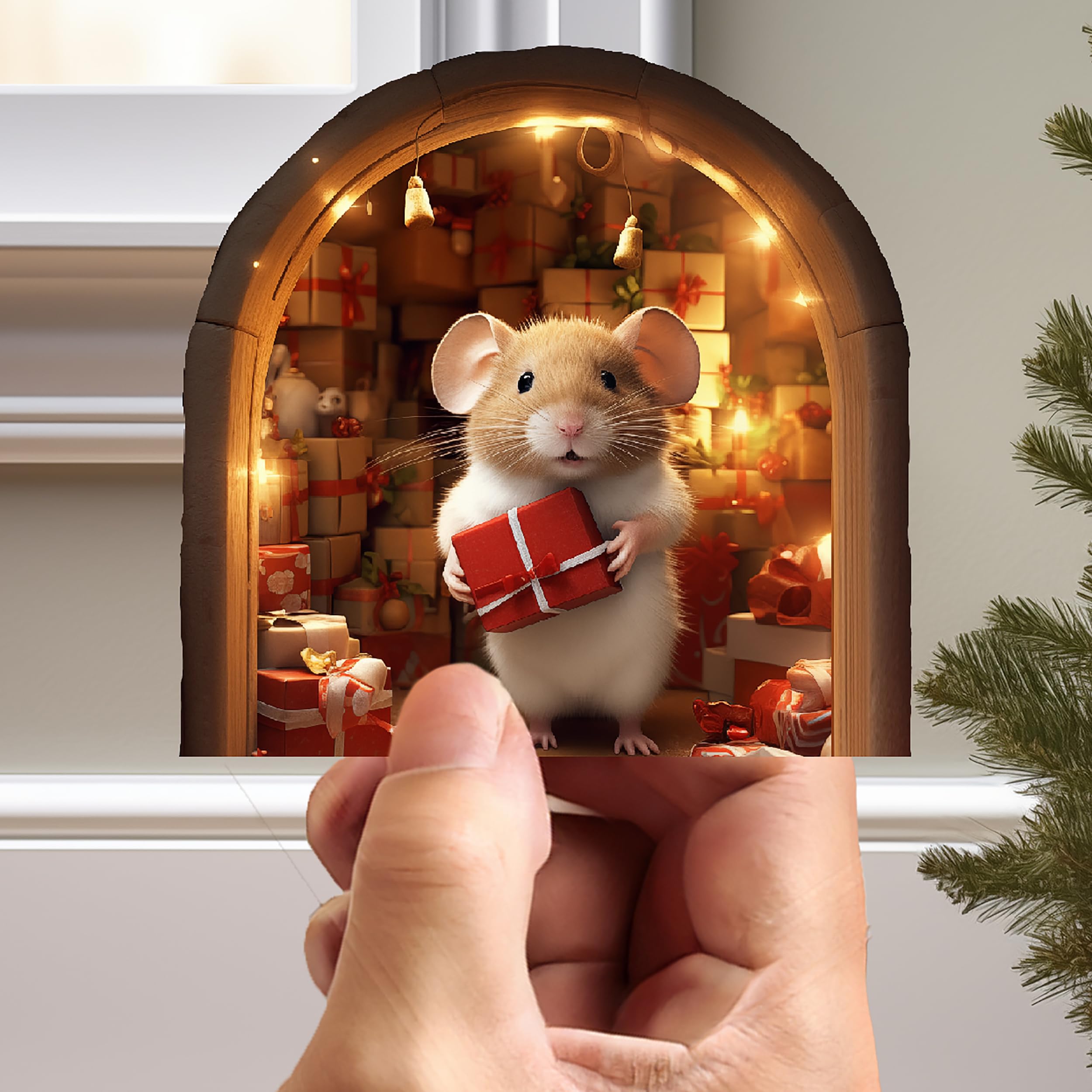 Amazon.com: Mouse Hole Wall Decal - Christmas Stair Decals with Mouse ...