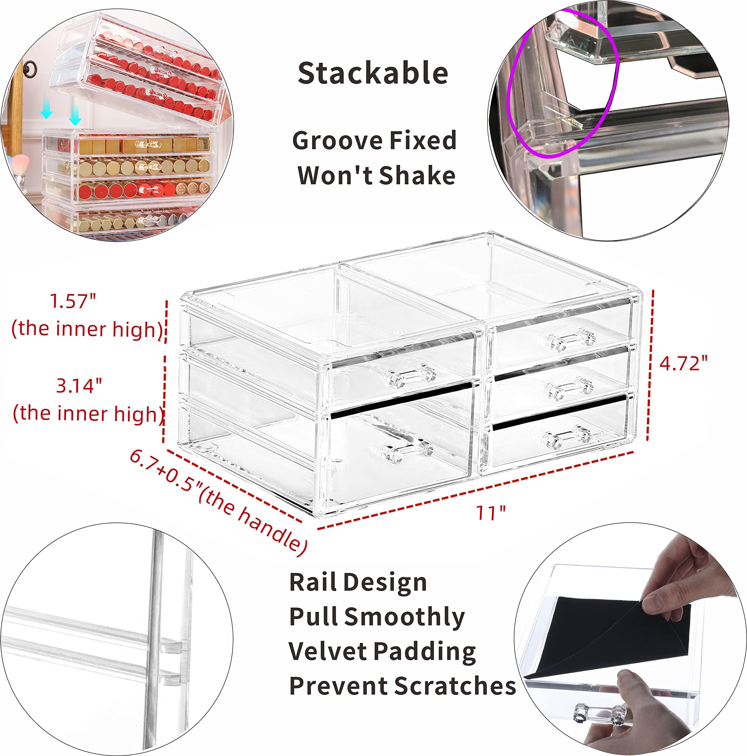 Clear Stackable Acrylic Storage Containers With 4 Drawers Under Sink ...