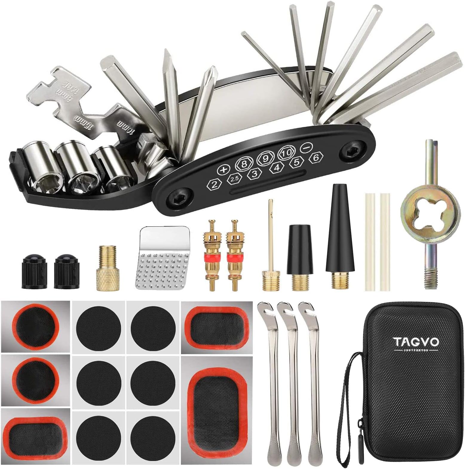 Kit Reparation Velo, Trousse Outils de Vélo, Outil Multifonction 16 en ...