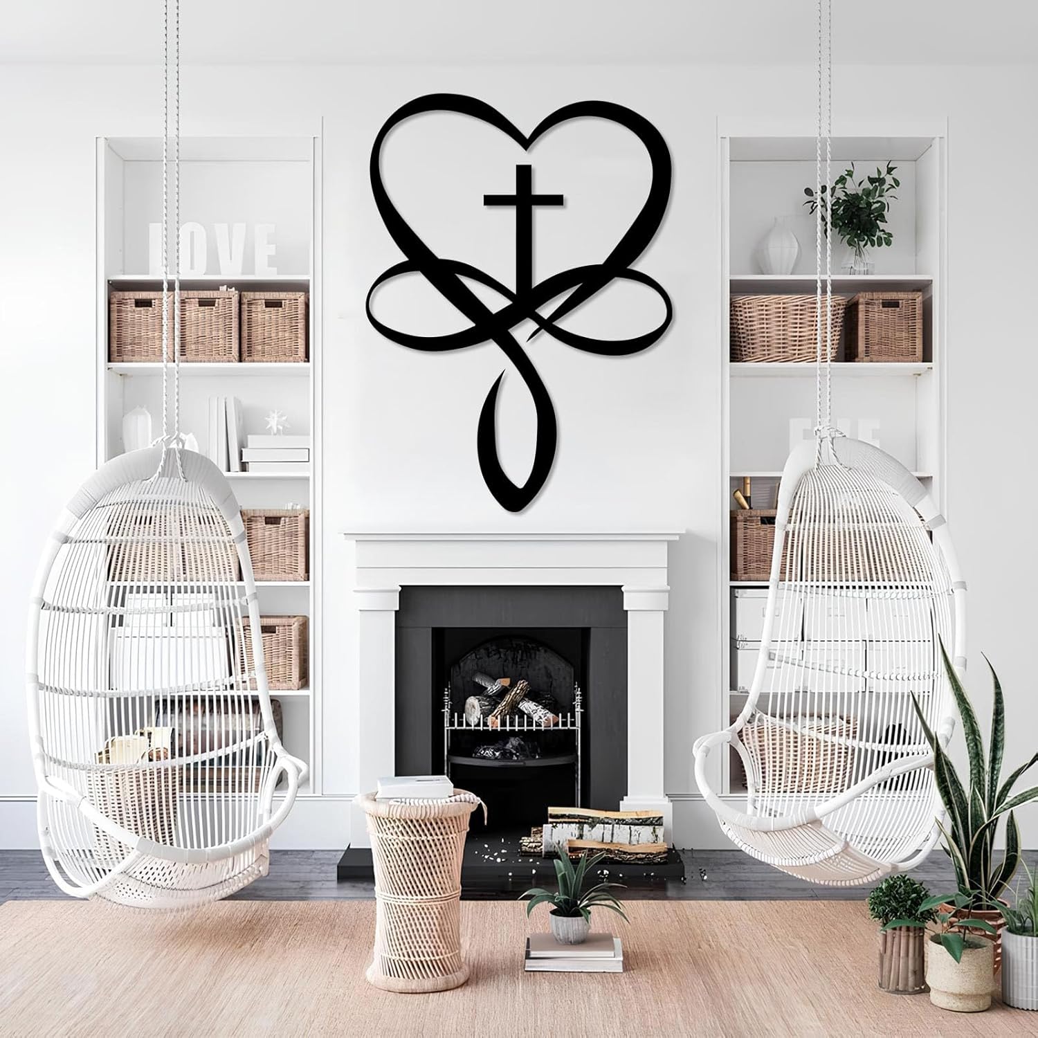 Amazon.com: Infinity Heart Cross Metal Wall Art, Infinity Heart Metal ...