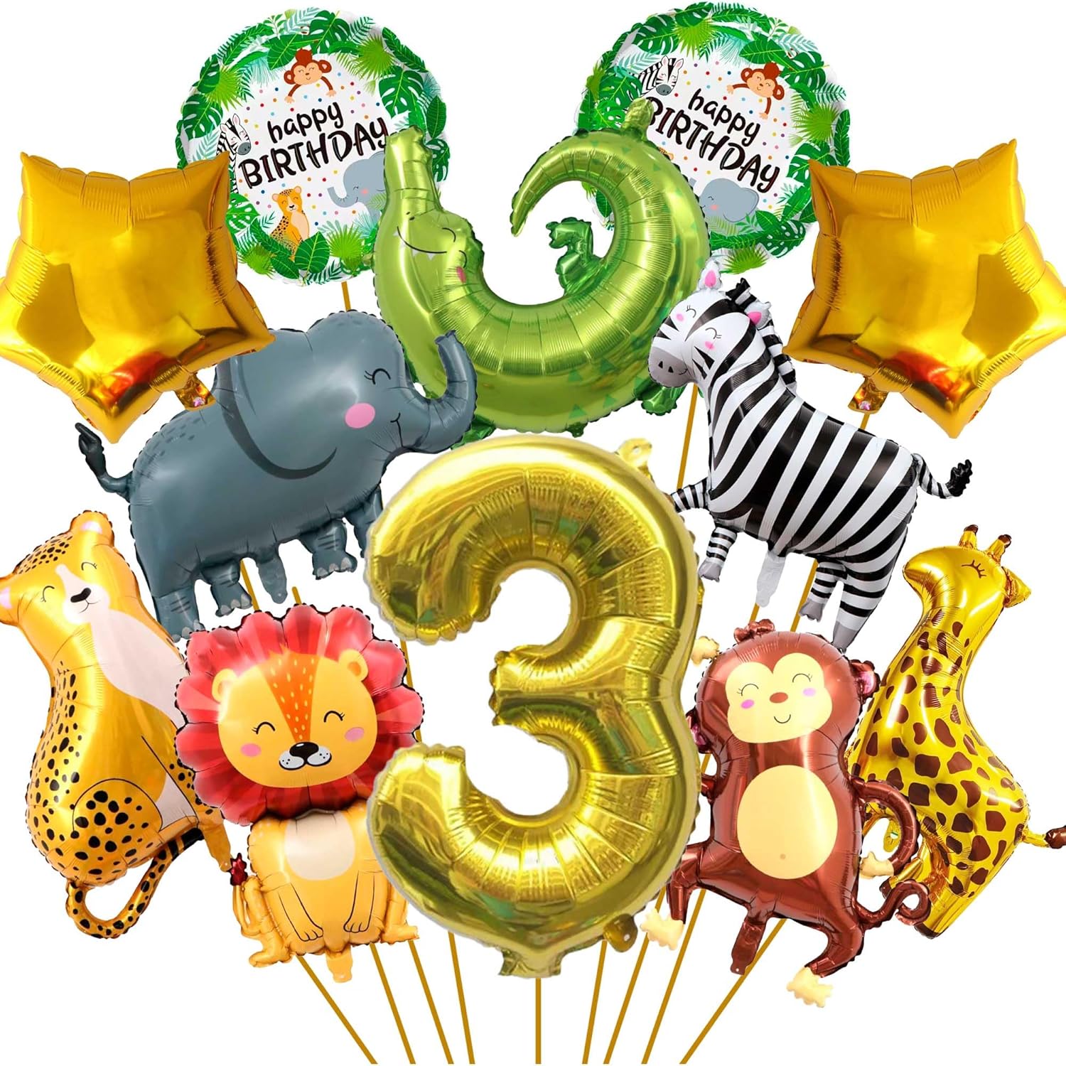 Amazon.com: Safari Animal Balloons Kids Birthday Party Animal Foil ...