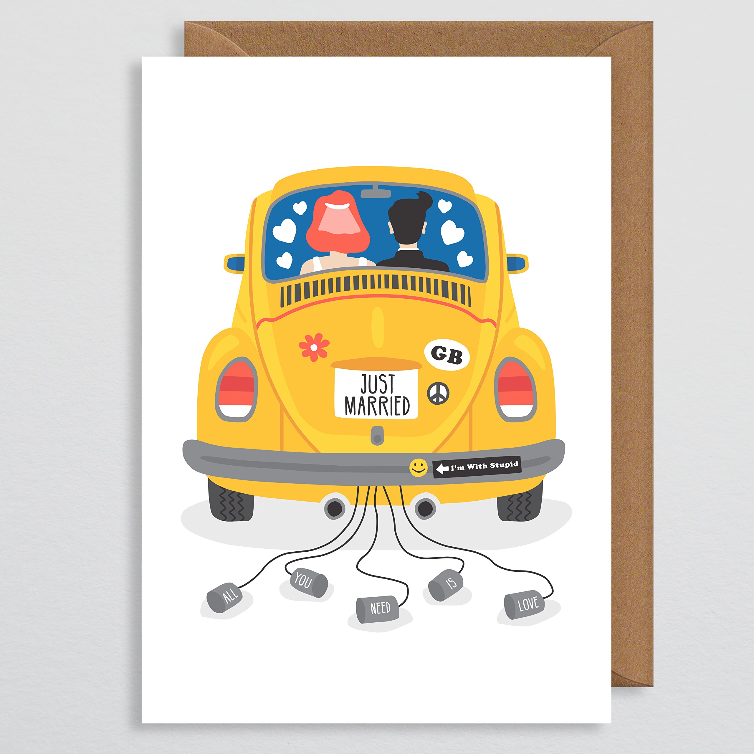 Buy Just Married Card - Cute Wedding Card - Handmade Wedding Card Funny ...