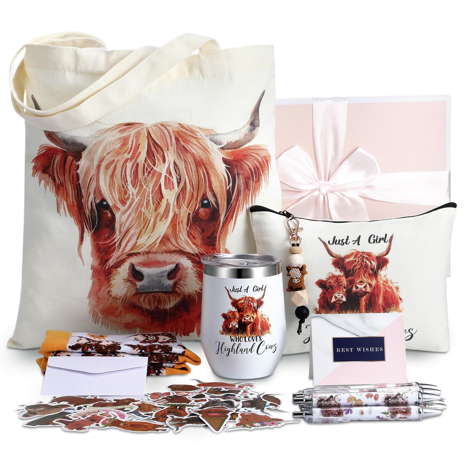 Amazon.com | Aliceset 66 Pcs Highland Cow Gift Include Makeup Bag ...