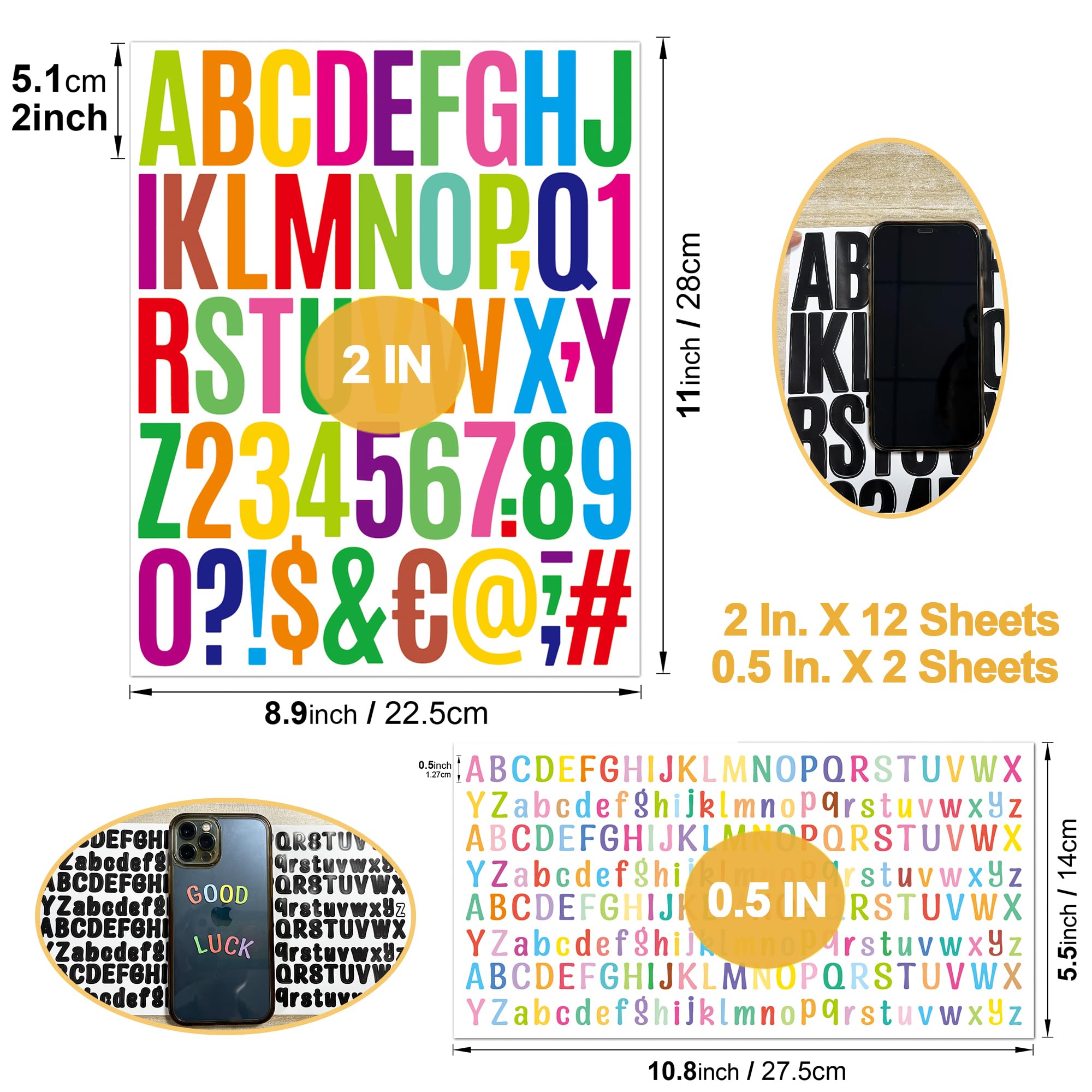 Snapklik.com : AVERZELLA 1040 PCS Vinyl ABC Number Letter Stickers,2 ...