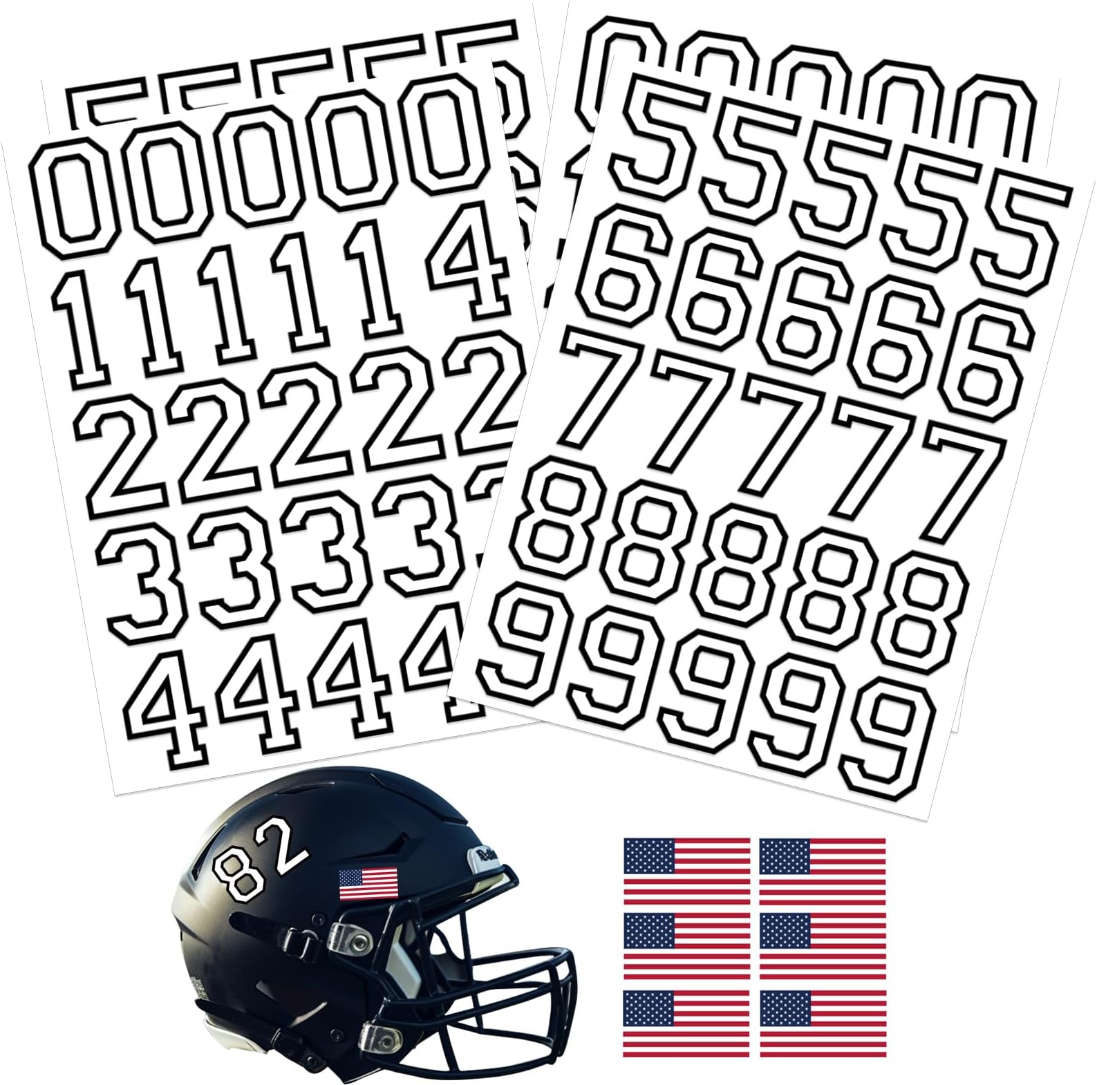 Amazon.com: Helmet Numbers, 8 Sheets Number Stickers 1-10 Football ...
