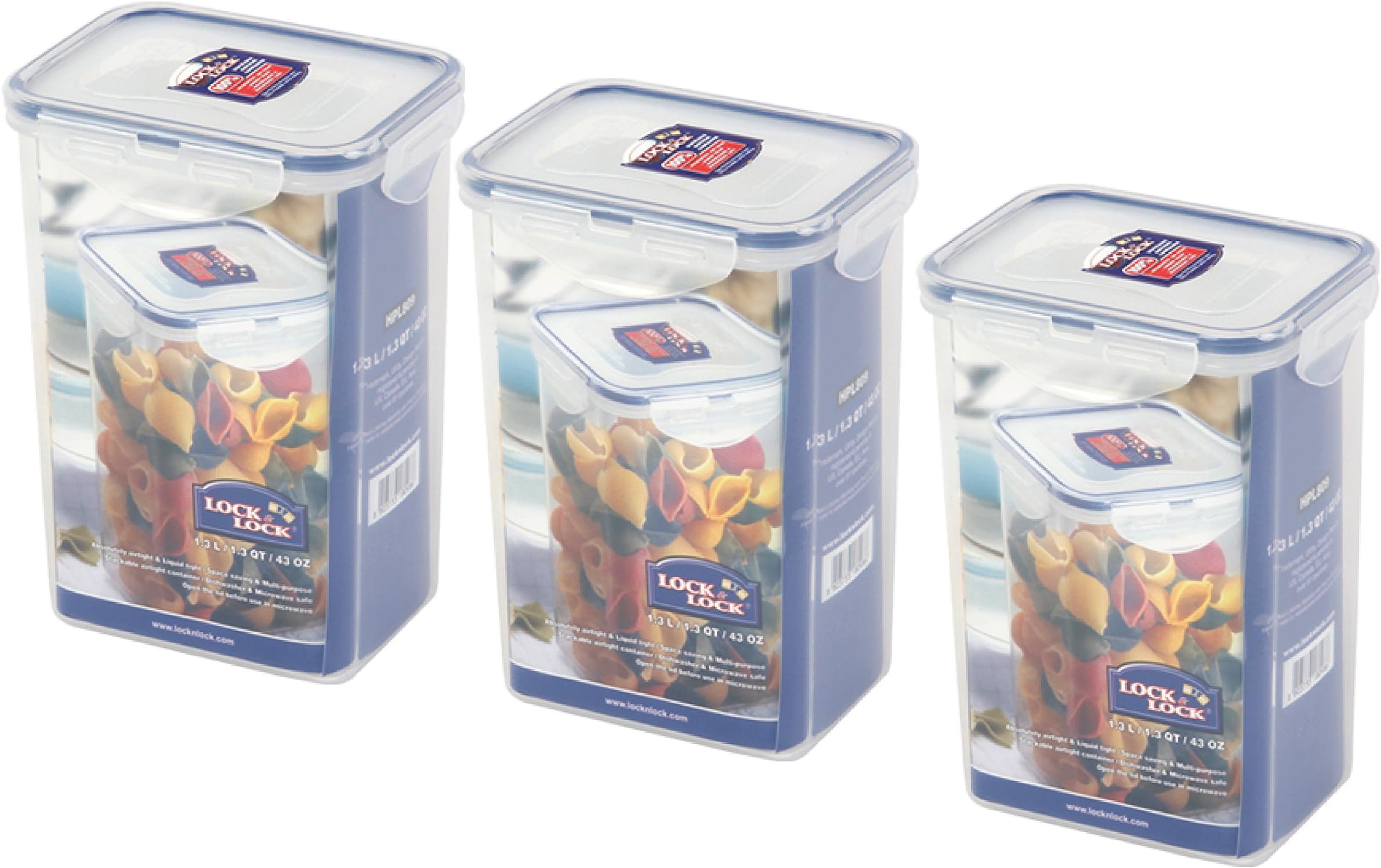 Amazon.com: (Pack of 3) LOCK & LOCK Airtight Rectangular Tall Food ...