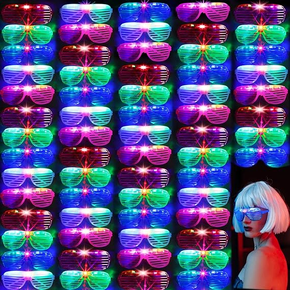 Amazon.com: 102 Pieces LED Glasses Light Up Glow Glasses 6 Color Neon ...