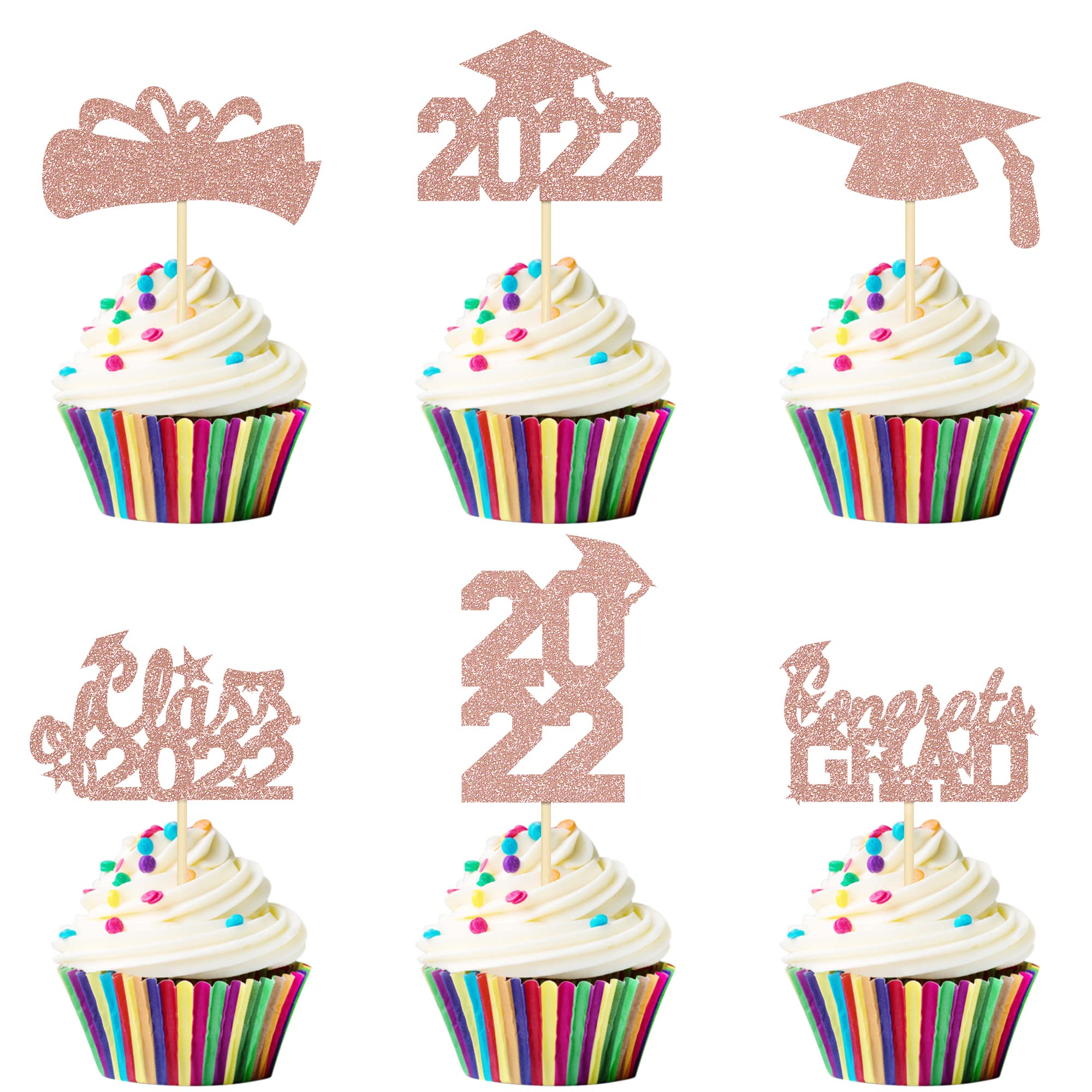 Buy 36PCS Rose Gold Glitter 2023 Graduation Cupcake Toppers NO DIY Buy 36PCS Rose Gold Glitter 2023 Graduation Cupcake Toppers NO DIY
