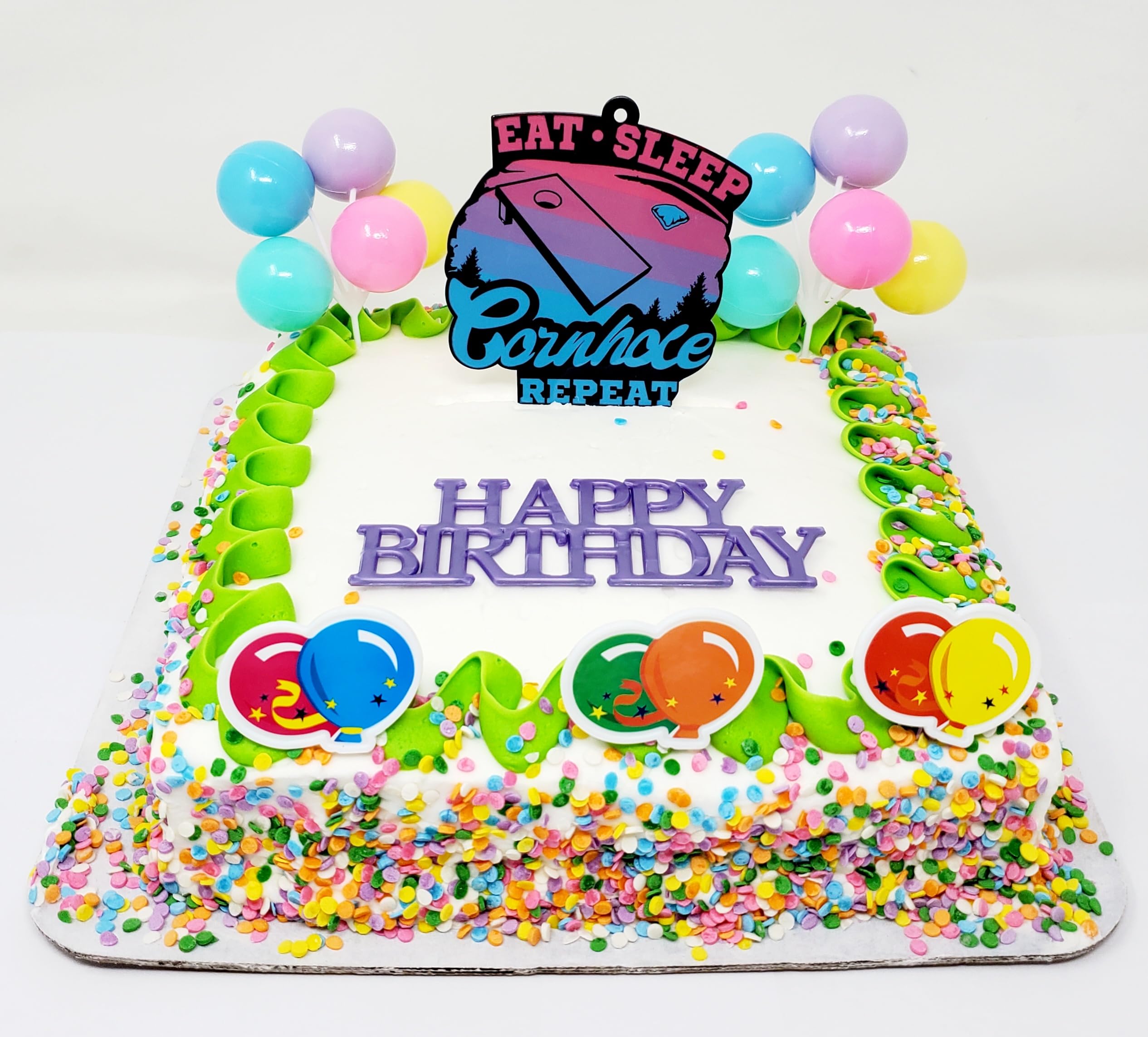 Amazon.com: Cornhole Themed 7 Piece Birthday Cake Topper Set - Eat ...