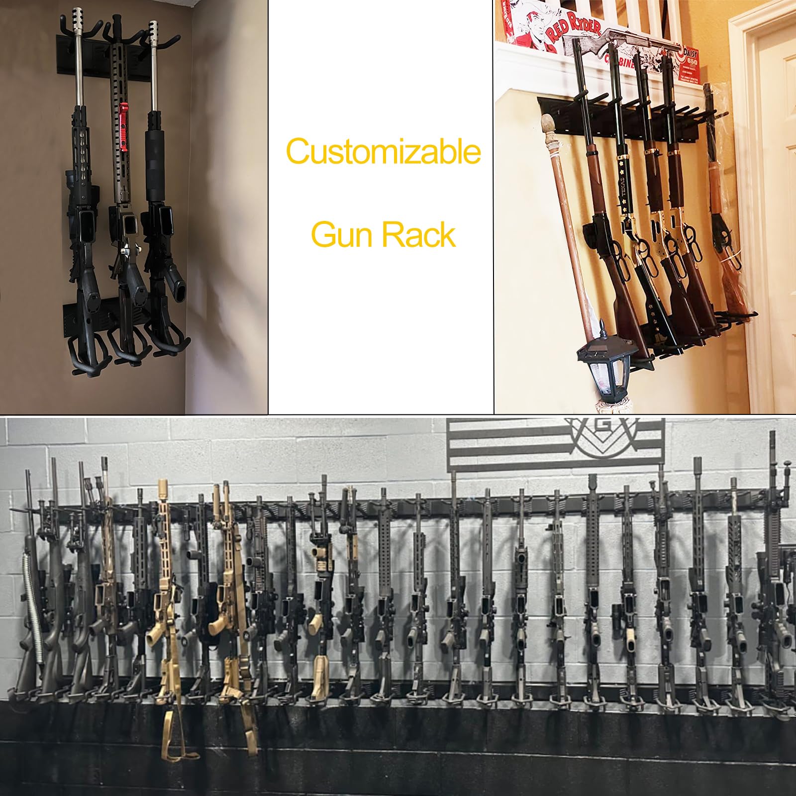 Snapklik.com : Gun Rack Wall Mount, Upgrade 6 Slots Gun Storage, Indoor ...