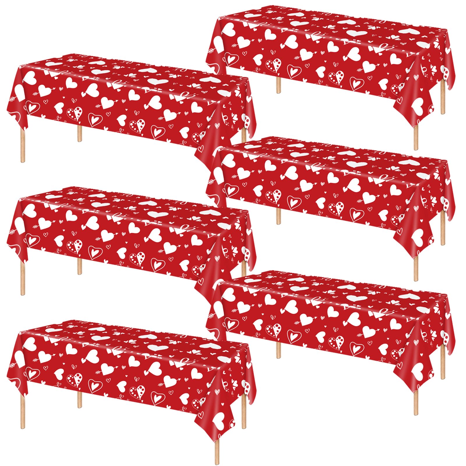 Amazon.com: VitalCozy 6 Pcs Valentine's Day Tablecloth, Disposable Red ...