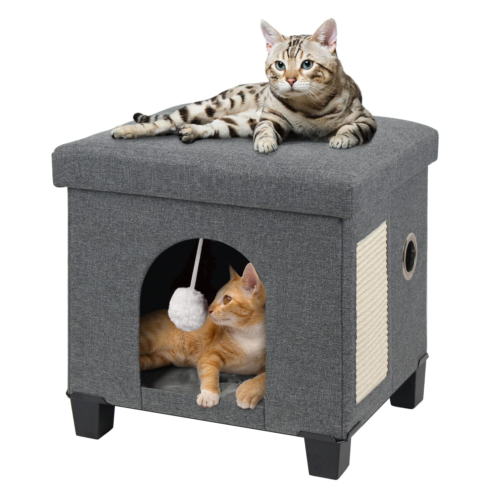 BRIAN & DANY Collapsible Cat Cave for Indoor Cats, Multifunctional Cube ...