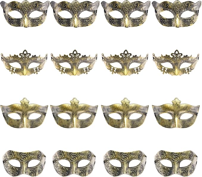 Amazon.com: Yookat 16 Pieces Masquerade Masks Vintage Antique Masks ...