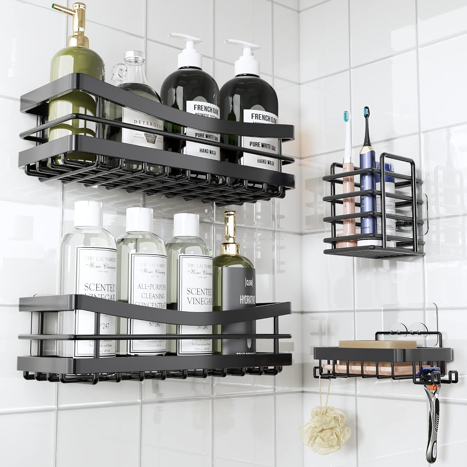 Amazon.com: FRWUYU Shower Caddy,adhesive shower shelves Bathroom Shower ...