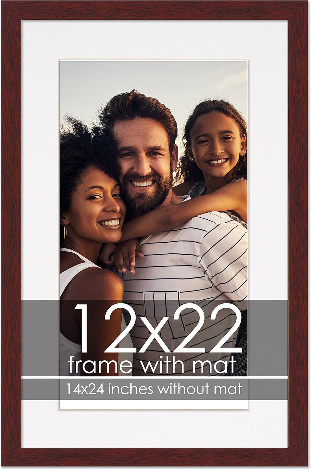Amazon.com - 12x22 Frame with Mat - Brown 14x24 Frame Wood Made to ...