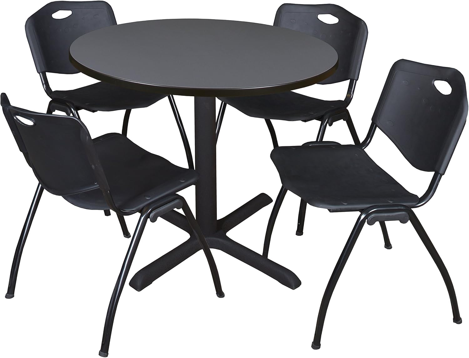 Amazon.com - Cain 36" Round Breakroom Table- Grey & 4 'M' Stack Chairs ...
