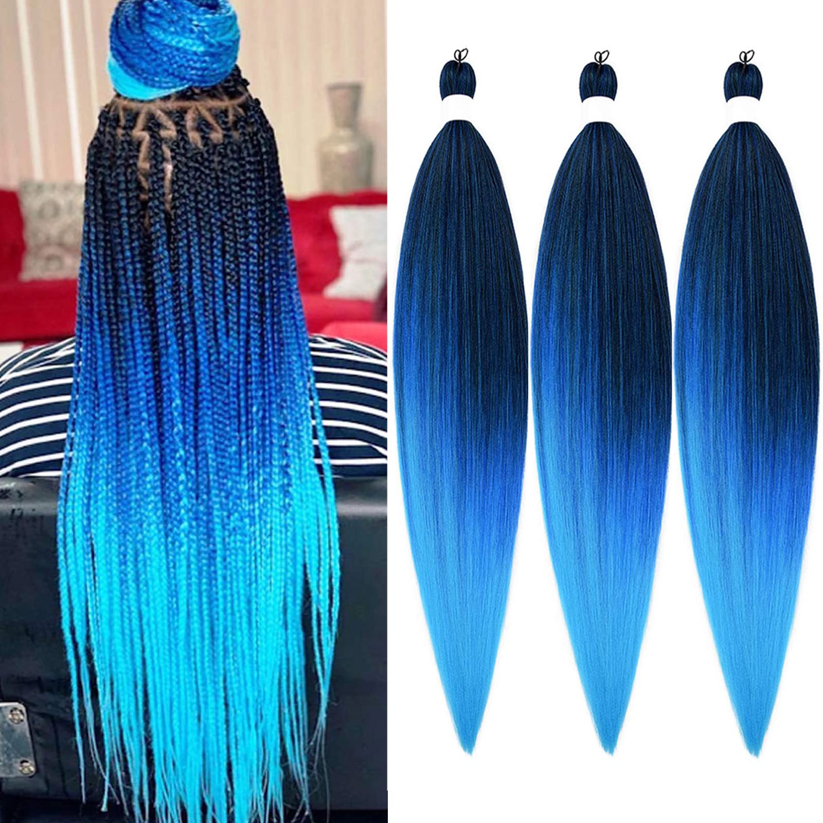 Amazon.com : Braiding Hair Pre Stretched for Women Hair Extensions Box ...