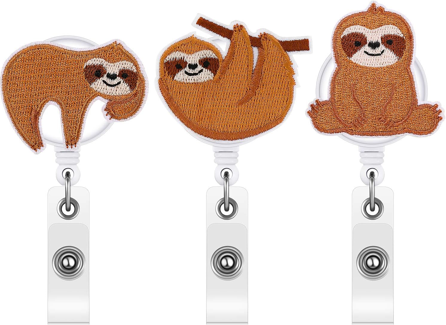 Amazon.com : WILLBOND 3 Pcs Sloth Badge Holder Cute Sloth Badge Reel ...