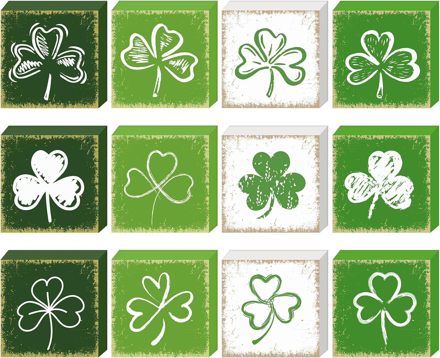 Amazon.com: Wesiti 12 Pcs St. Patrick's Day Decorations Shamrock Wooden ...