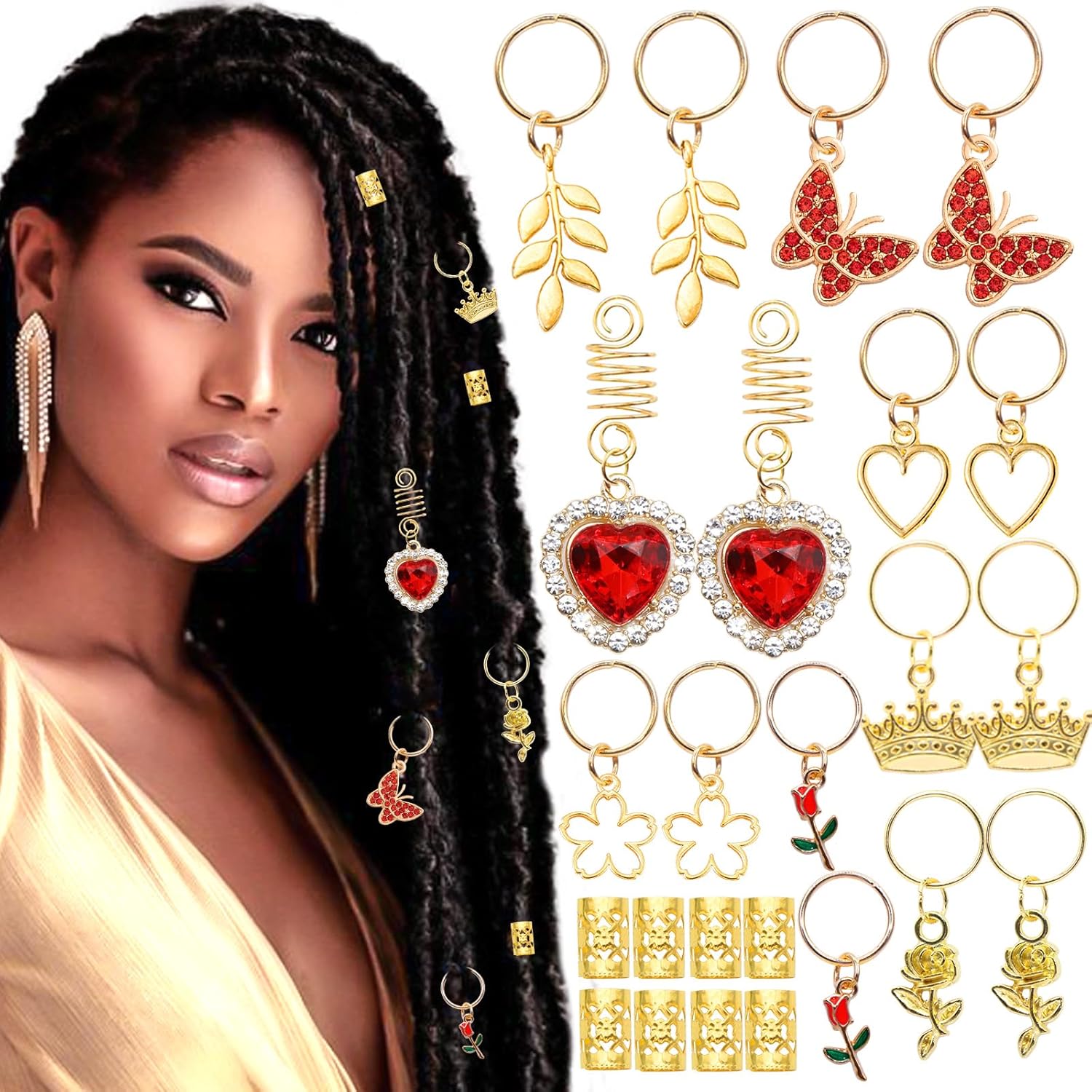Amazon.com : VENOFEN 24PCS Hair Jewelry for Braids Butterfly Braid ...