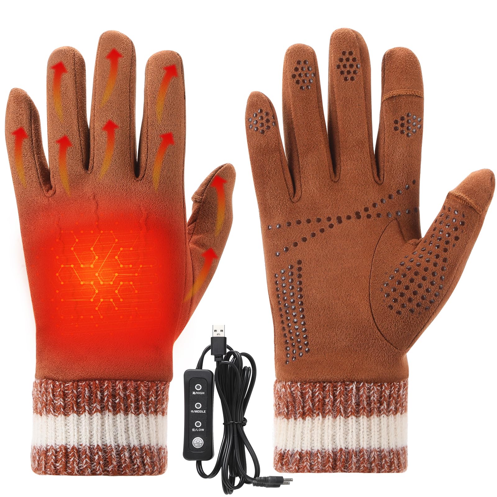 Number-one Heating Gloves for Women Men, USB Waterproof Thermal Gloves ...