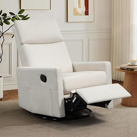 Amazon.com: LONWIK Swivel Rocker Recliner Chair, Upholstered Fabric ...