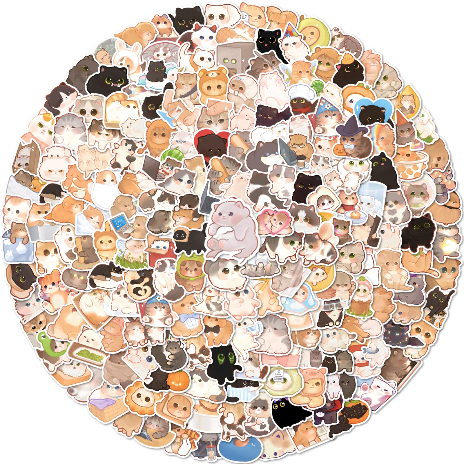 Amazon.com: 200 Pcs Cat Stickers,Cute Cat Waterproof Stickers,Vinyl ...