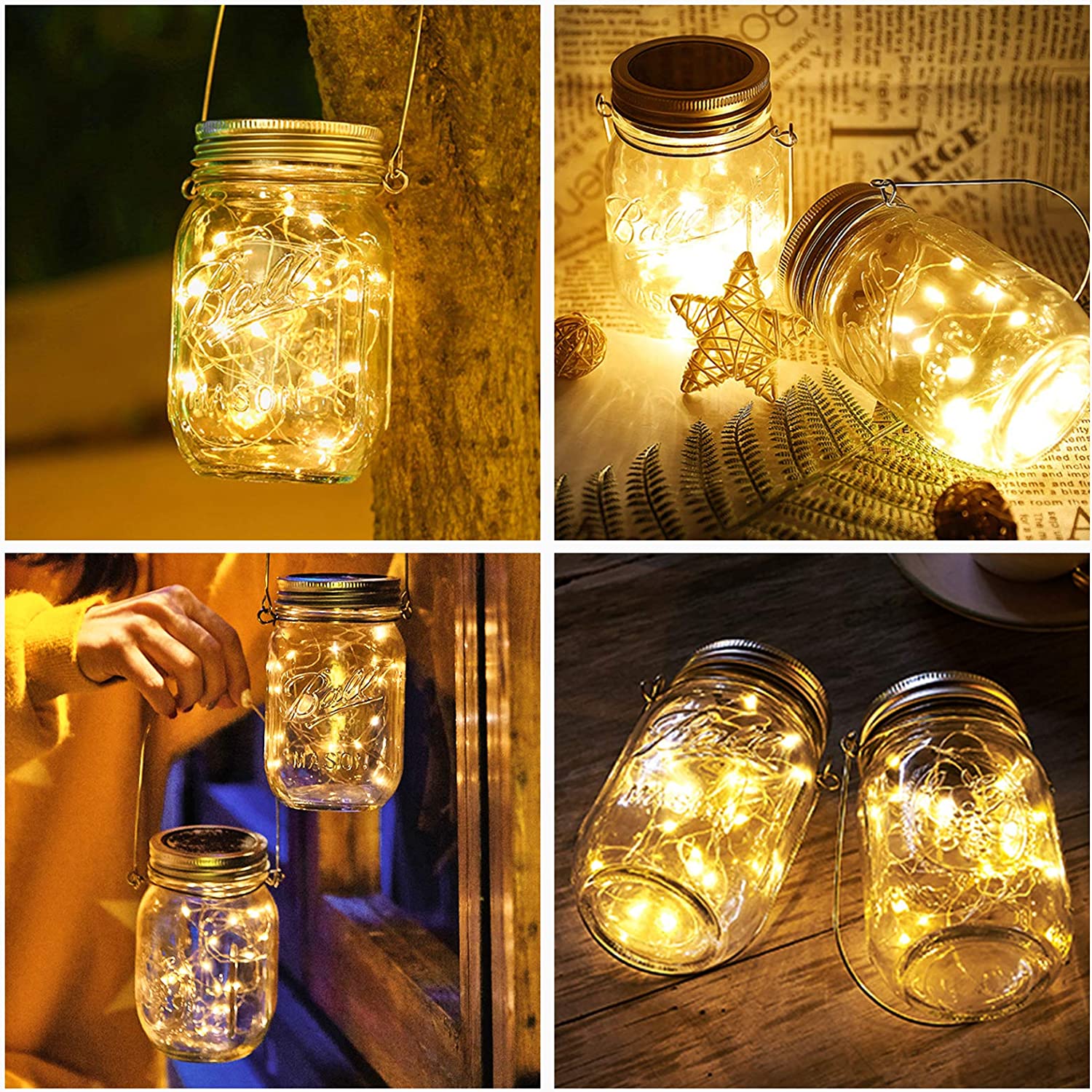 Solar Mason Jar Firefly Lantern 30 LED Solar Mason Jar Lights