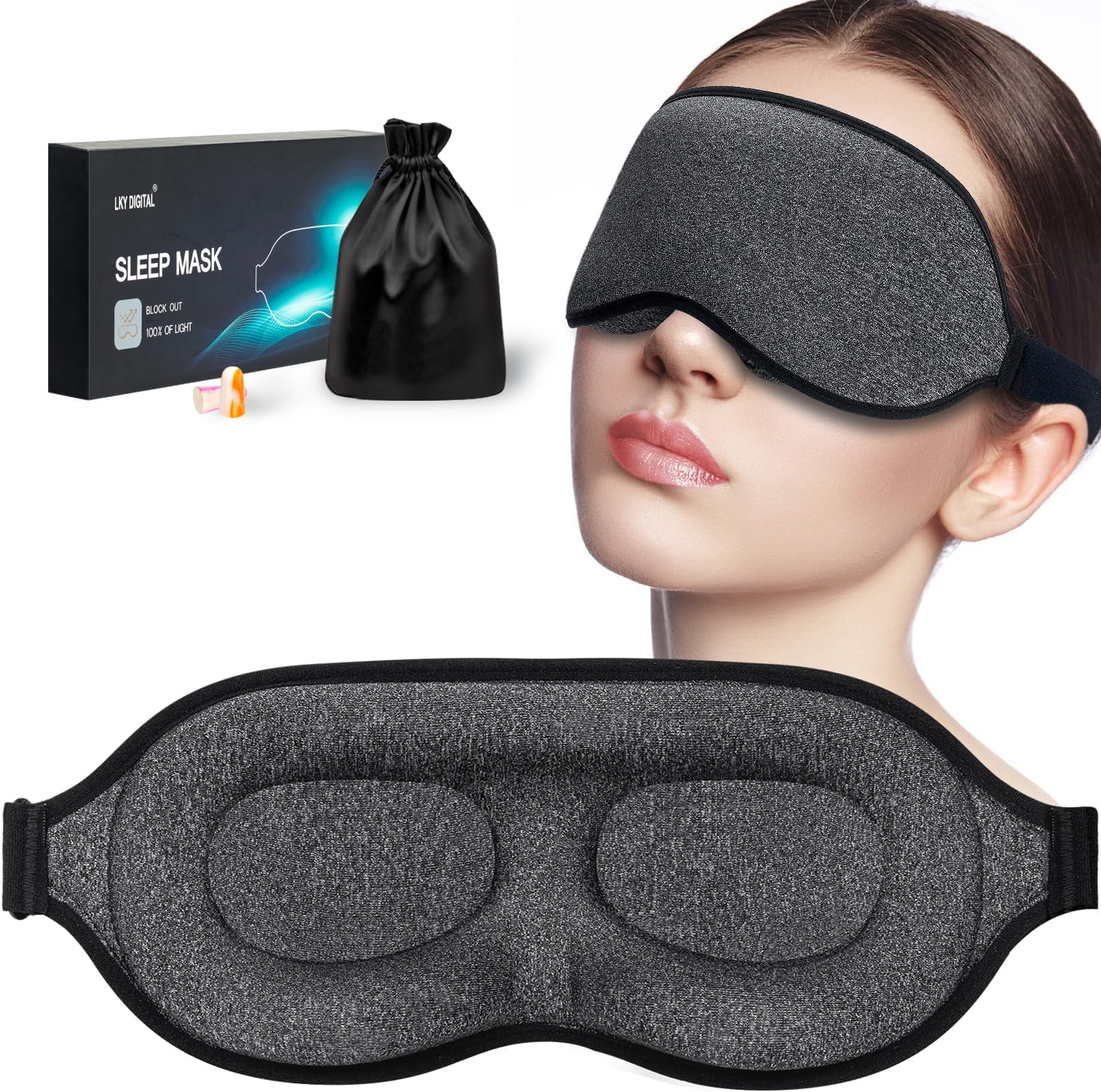Amazon.com: Sleep Mask for Women Men, 100% Light Blocking Eye Mask ...
