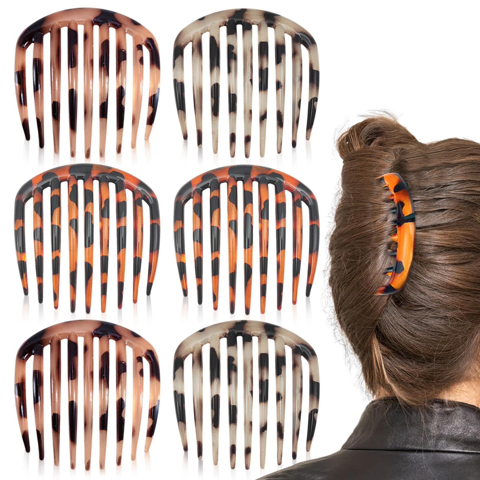 Snapklik.com : 6PCS French Tortoise Hair Combs, 7-Tooth Hair Side Comb ...