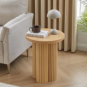Amazon.com: MAHYIZYI Round Fluted End Table, 17.7'' Mid Century Modern ...