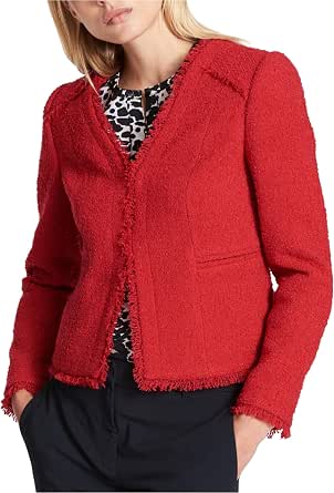 DKNY Fringe Trim Textured Blazer Red 6 at Amazon Women’s Clothing store