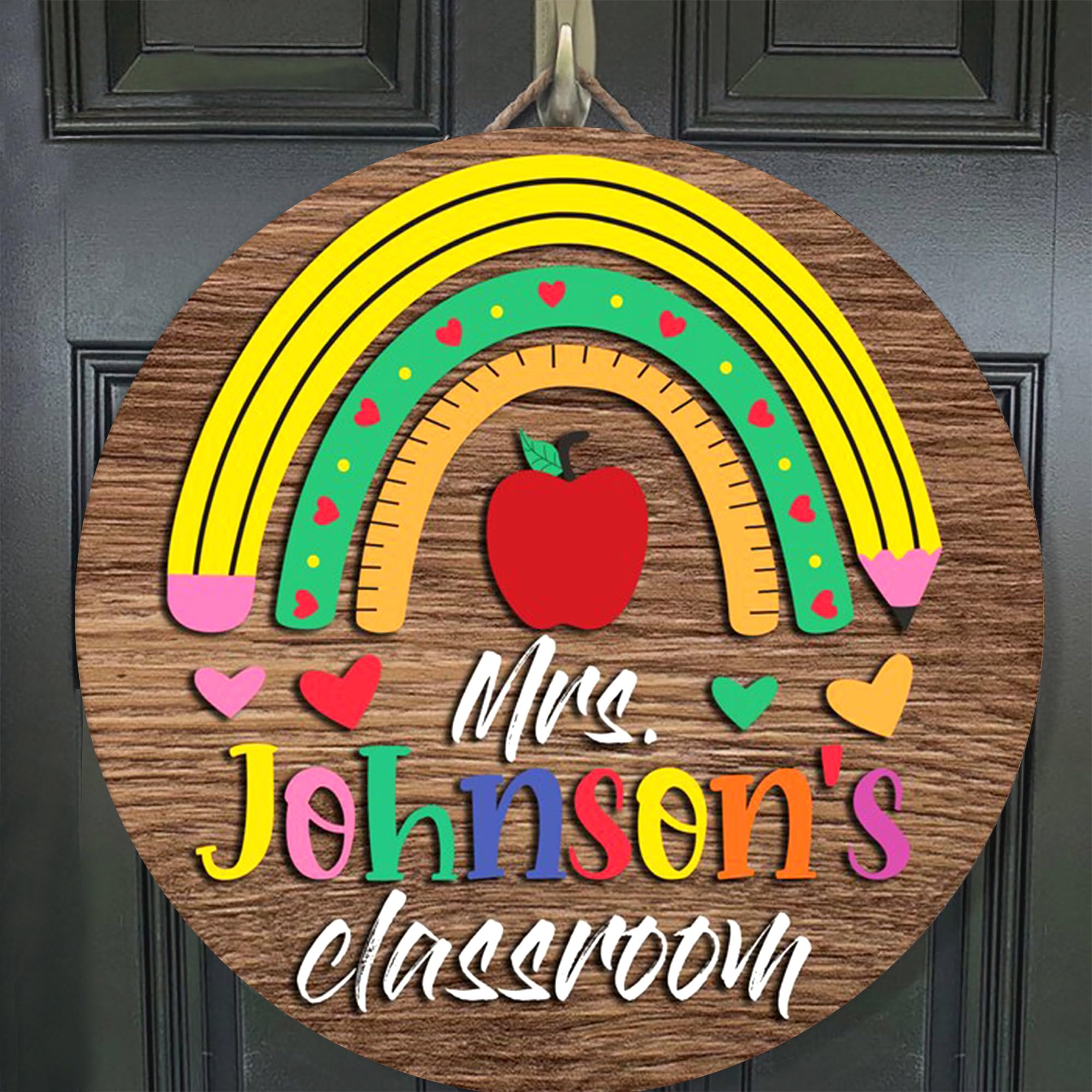 Amazon.com: Lovely POD Personalized Boho Rainbow Door Sign for ...