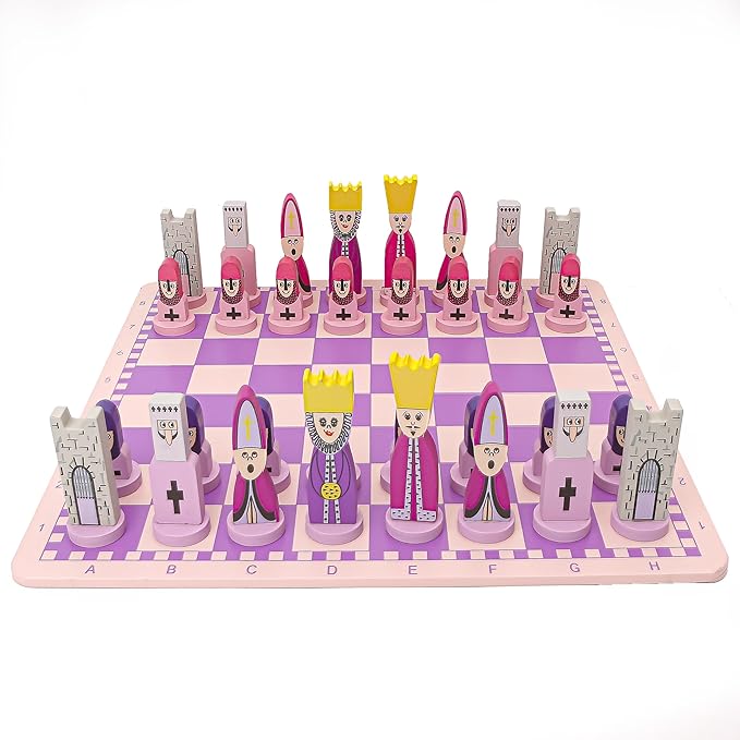 Amazon.com: Pink Chess Set Wooden with Board Educational Adults ...