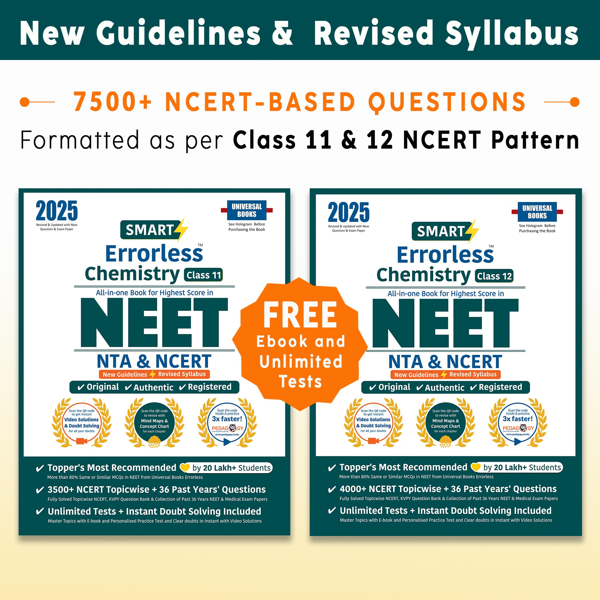 Buy Smart Errorless Chemistry NEET Class 11 & 12 (2025) - NCERT Based ...